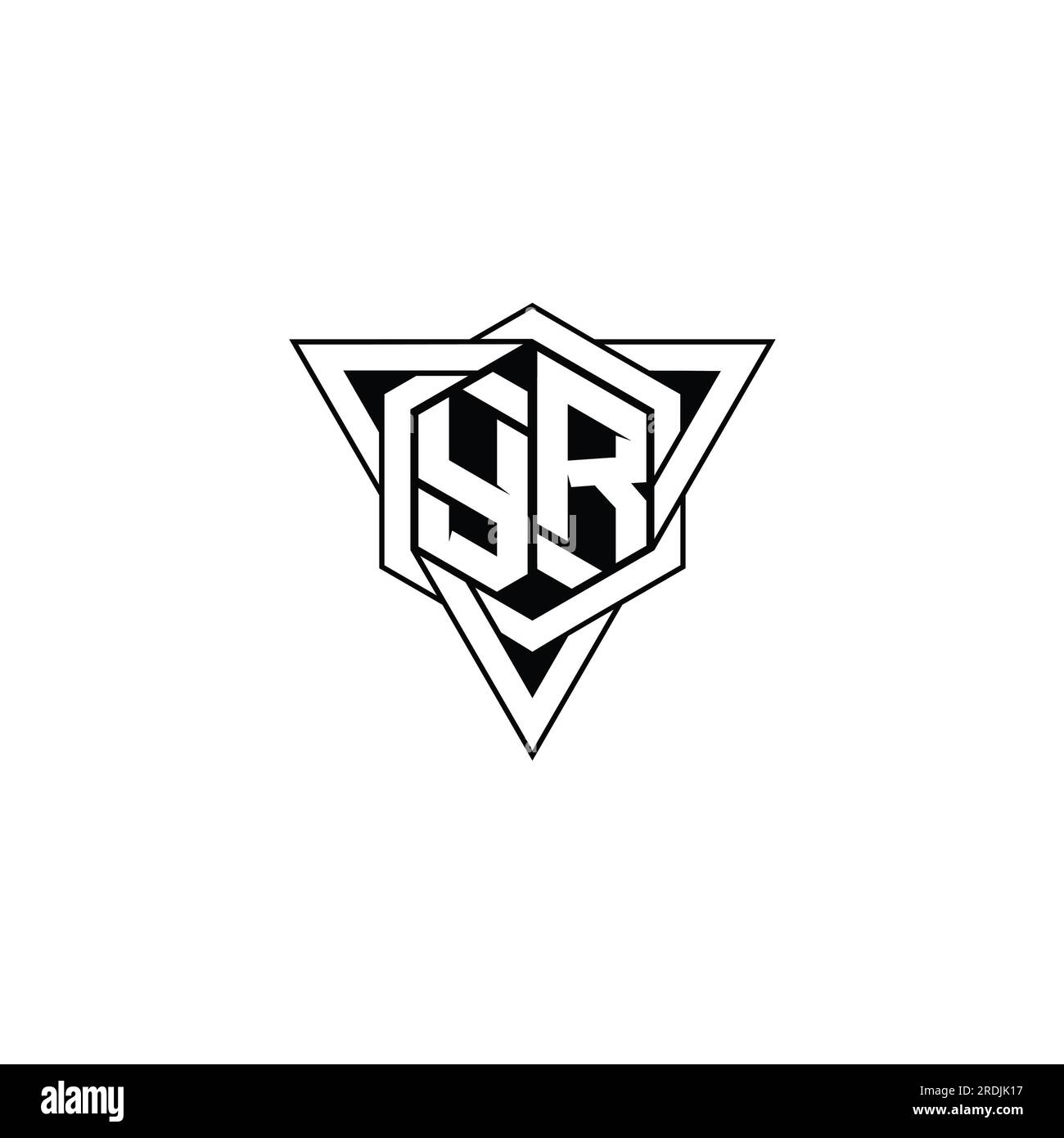 YR Letter Logo monogram hexagon shape with triangle geometric outline ...