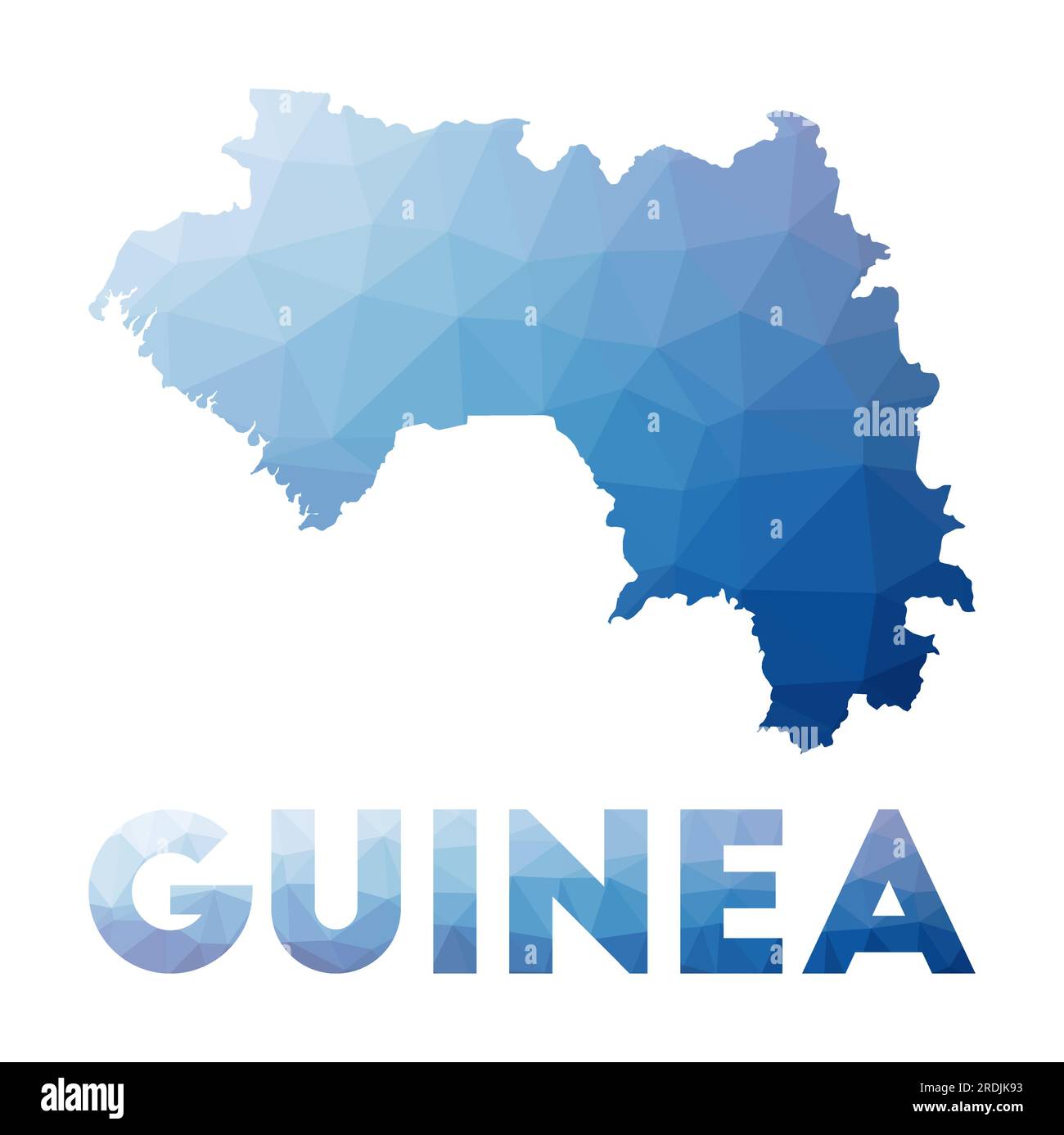 Low poly map of Guinea. Geometric illustration of the country. Guinea polygonal map. Technology ...