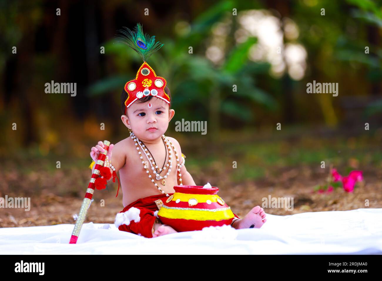 happy Janmashtami , Little Indian boy posing as Shri Krishna or kanha ...