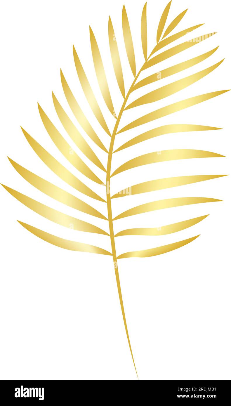 Golden palm branch. Palm leaf isolated with golden gradient. Vector ...