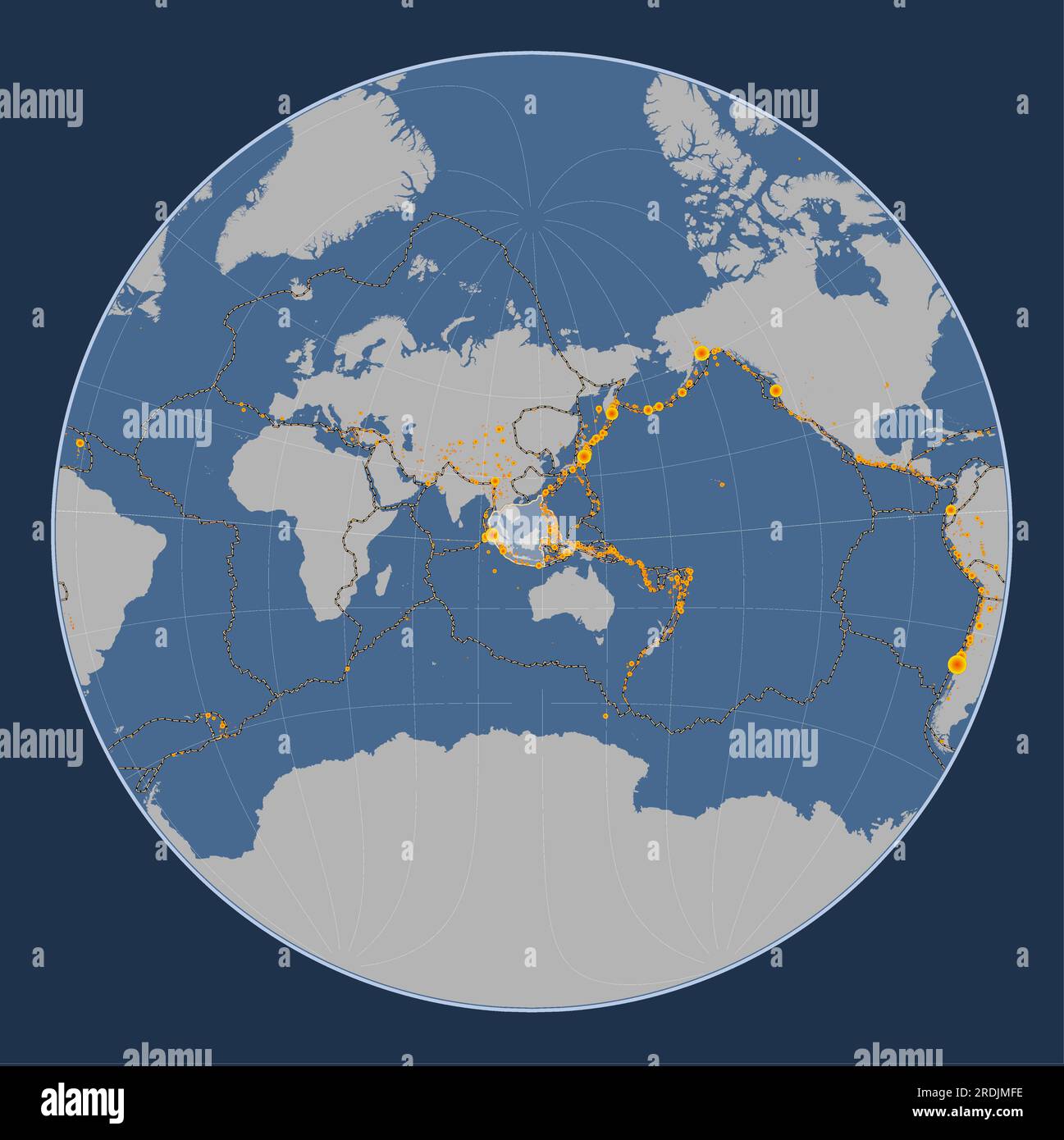 Sunda Tectonic Plate On The Solid Contour Map In The Lagrange Oblique Projection Centered
