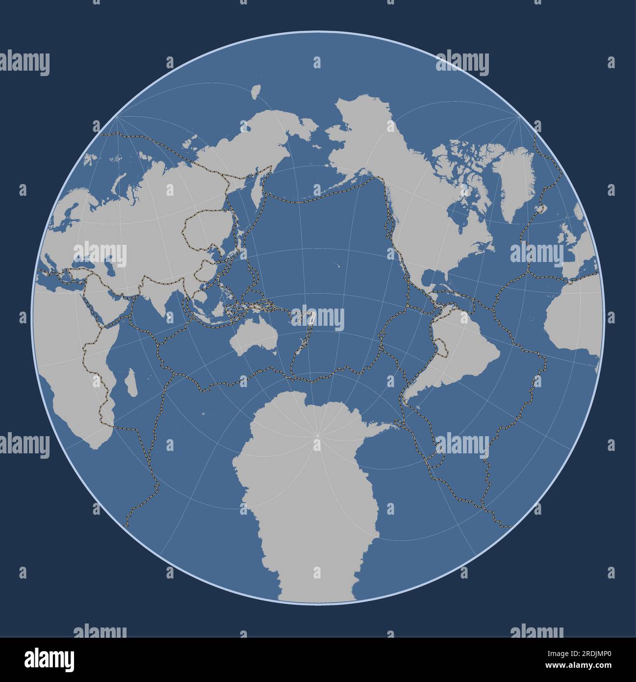 Shape of the Tonga tectonic plate on the world contour map map in the ...