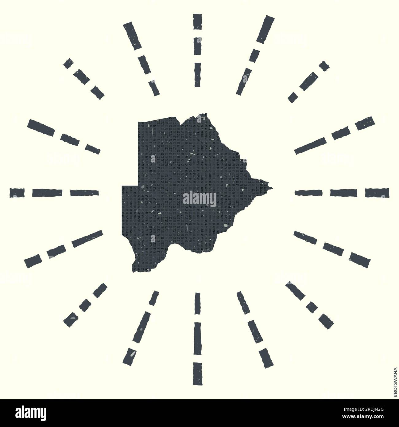 Botswana Logo. Grunge sunburst poster with map of the country. Shape of ...