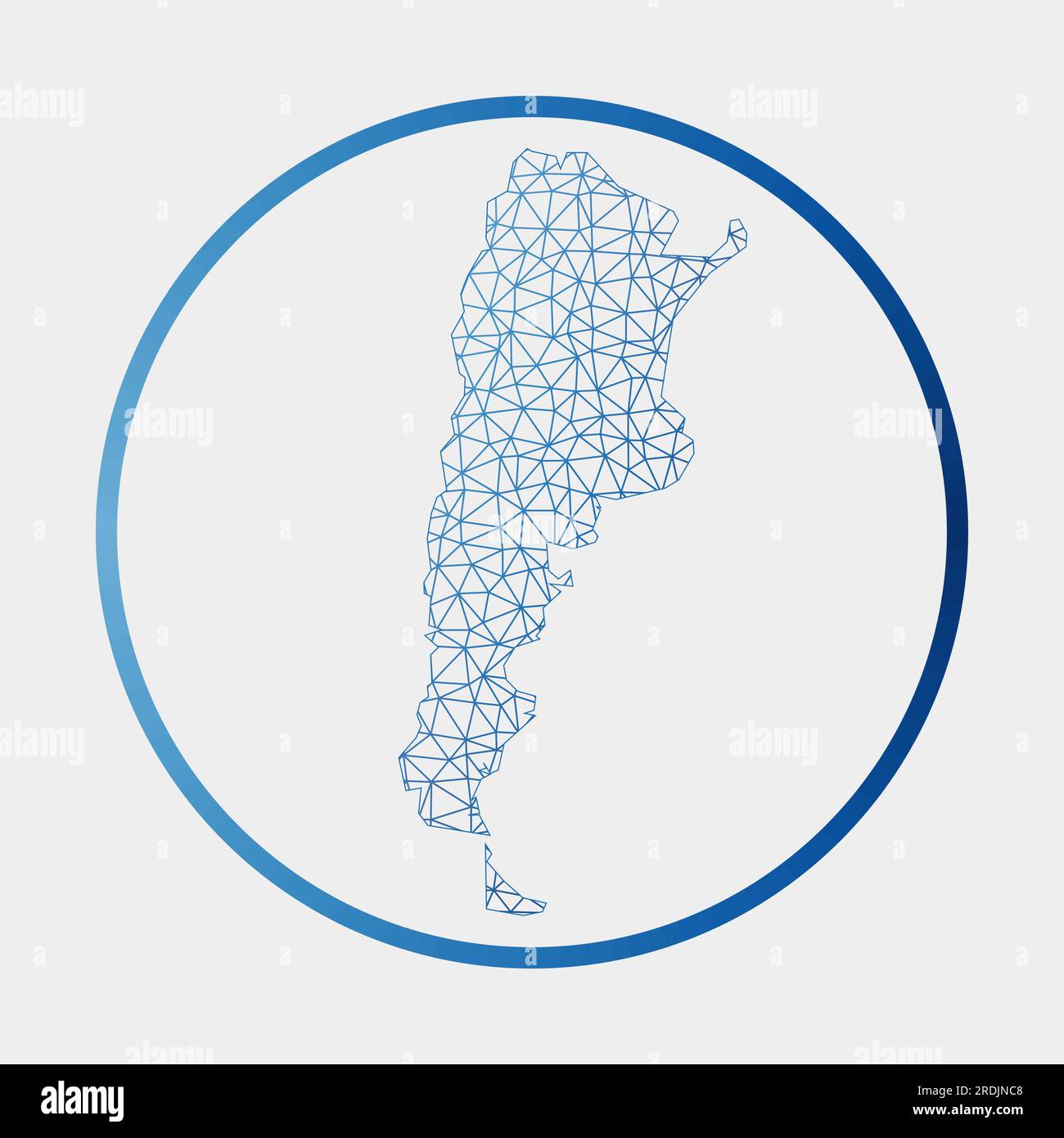 Argentina icon. Network map of the country. Round Argentina sign with gradient ring. Technology ...