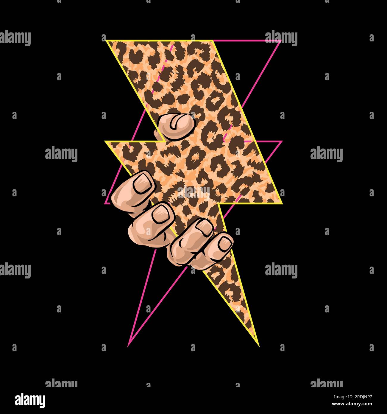 Design for t-shirt of the symbol of thunderbolt with animal print and a ...