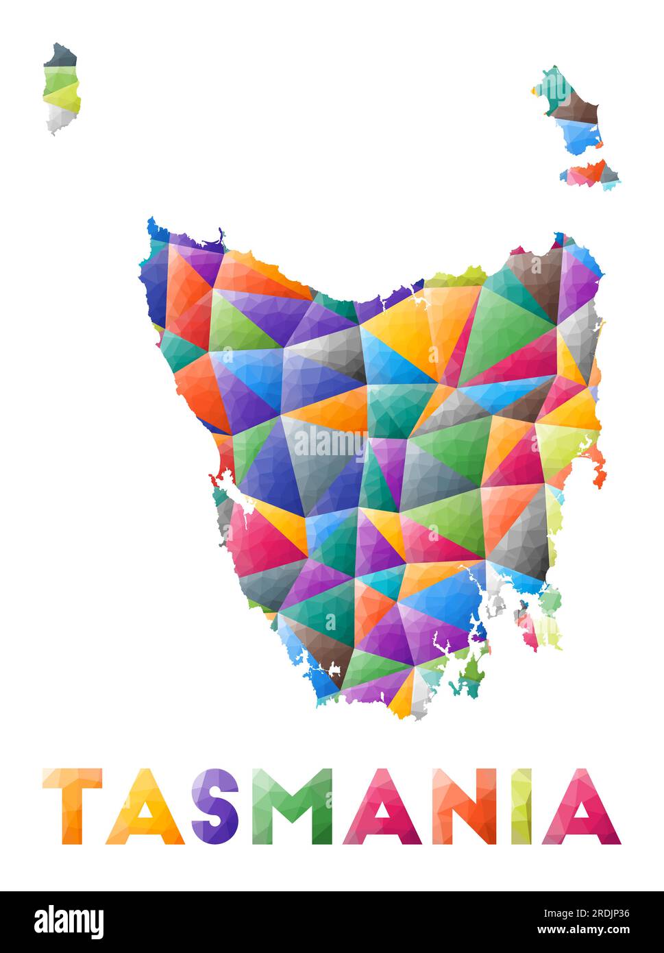 Tasmania - colorful low poly island shape. Multicolor geometric ...