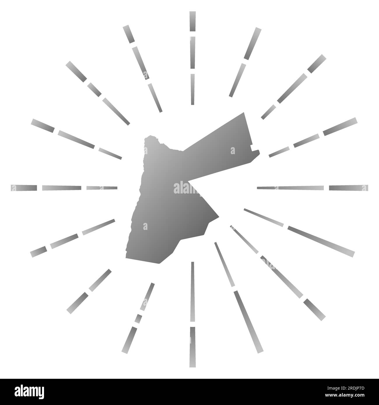 Jordan gradiented sunburst. Map of the country with colorful star rays ...
