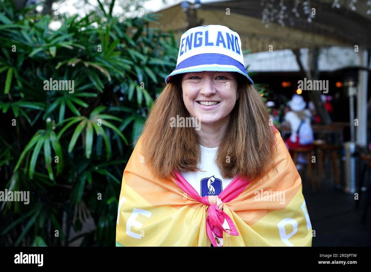 England fan Emily Taylor poses for a photo prior to the FIFA Women's ...