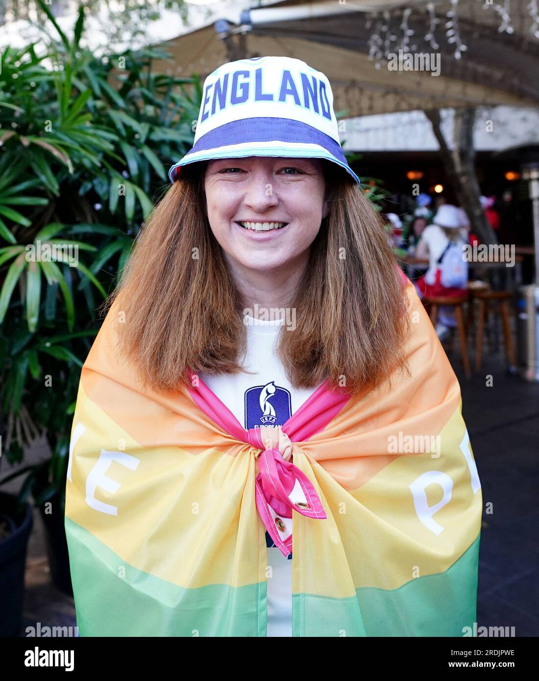 England fan Emily Taylor poses for a photo prior to the FIFA Women's ...