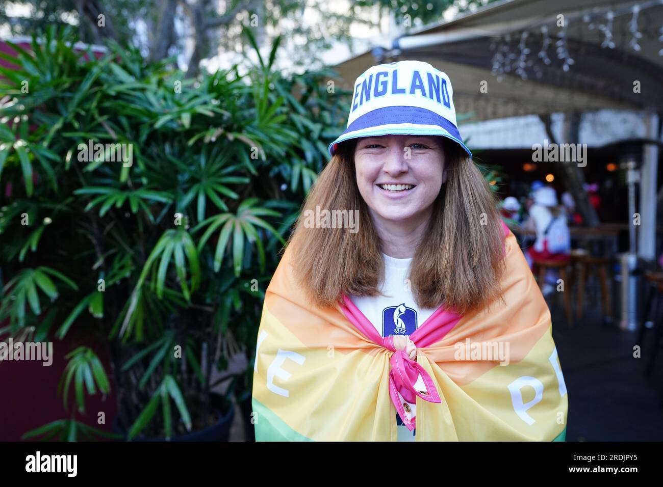 England fan Emily Taylor poses for a photo prior to the FIFA Women's ...