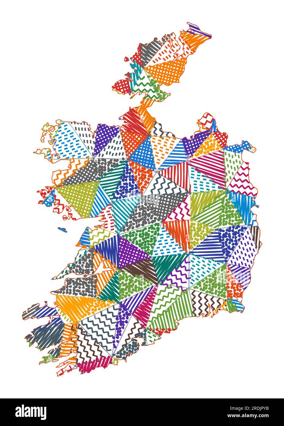 Kid style map of Ireland. Hand drawn polygons in the shape of Ireland ...