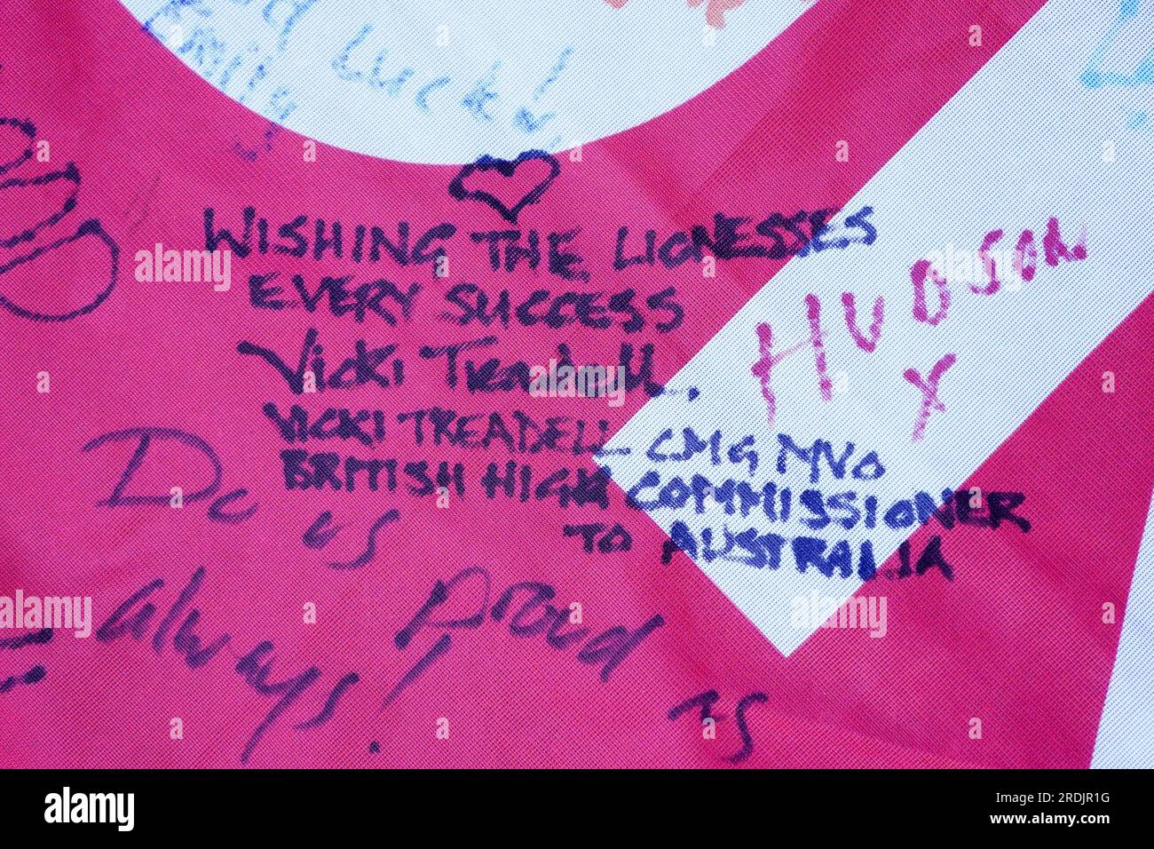 British high commissioner, Vicki Treadell, leaves a message on an ...