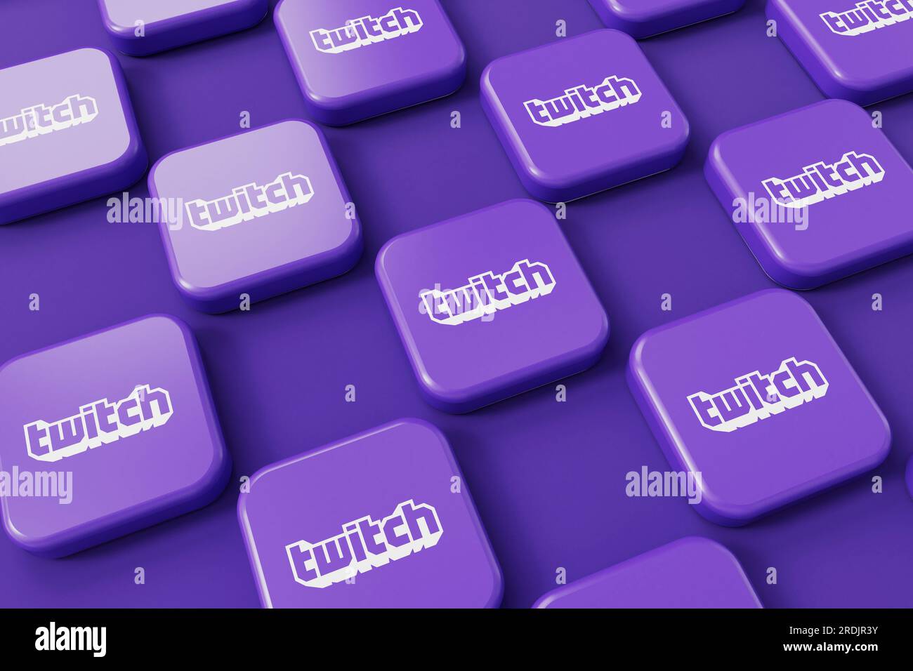 LONDON, UK - July 2023: Twitch gaming live streaming company logo, 3D ...