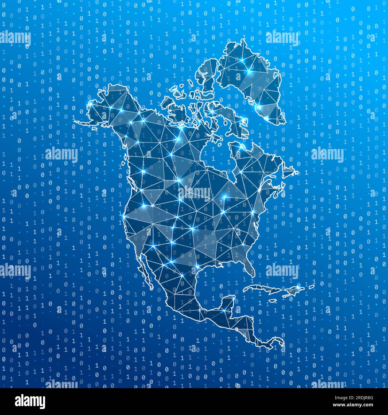 Network map of North America. Continent digital connections map ...