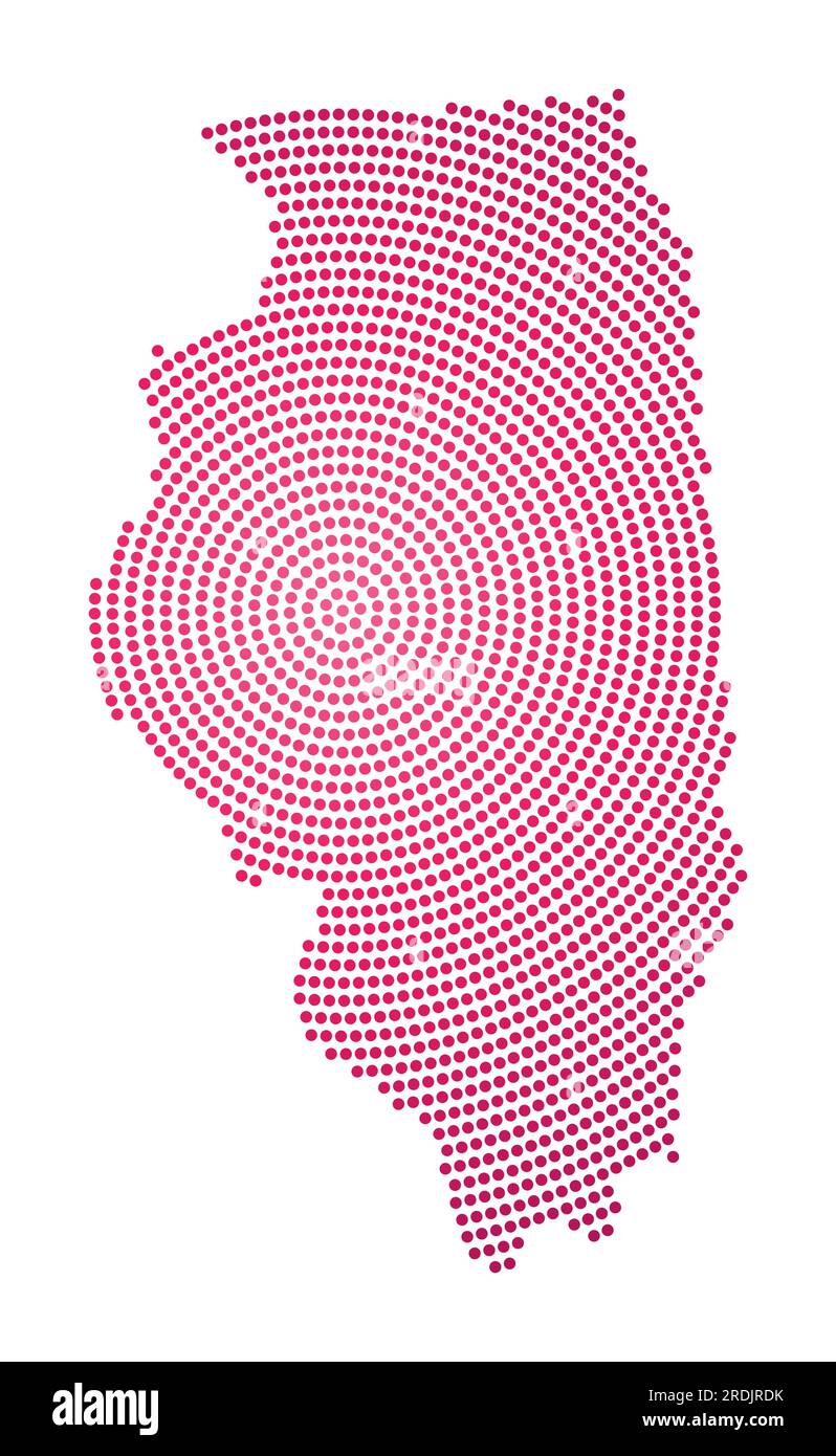 Illinois dotted map. Digital style shape of Illinois. Tech icon of the US state with graduated ...