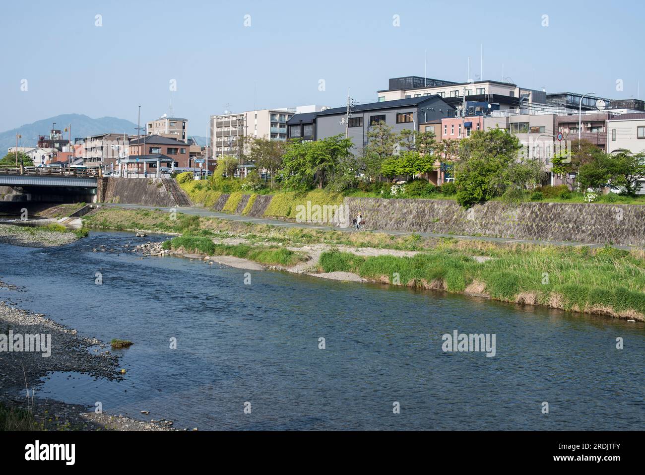 Walking track, Kamo river, Kyoto, Japan Stock Photo - Alamy