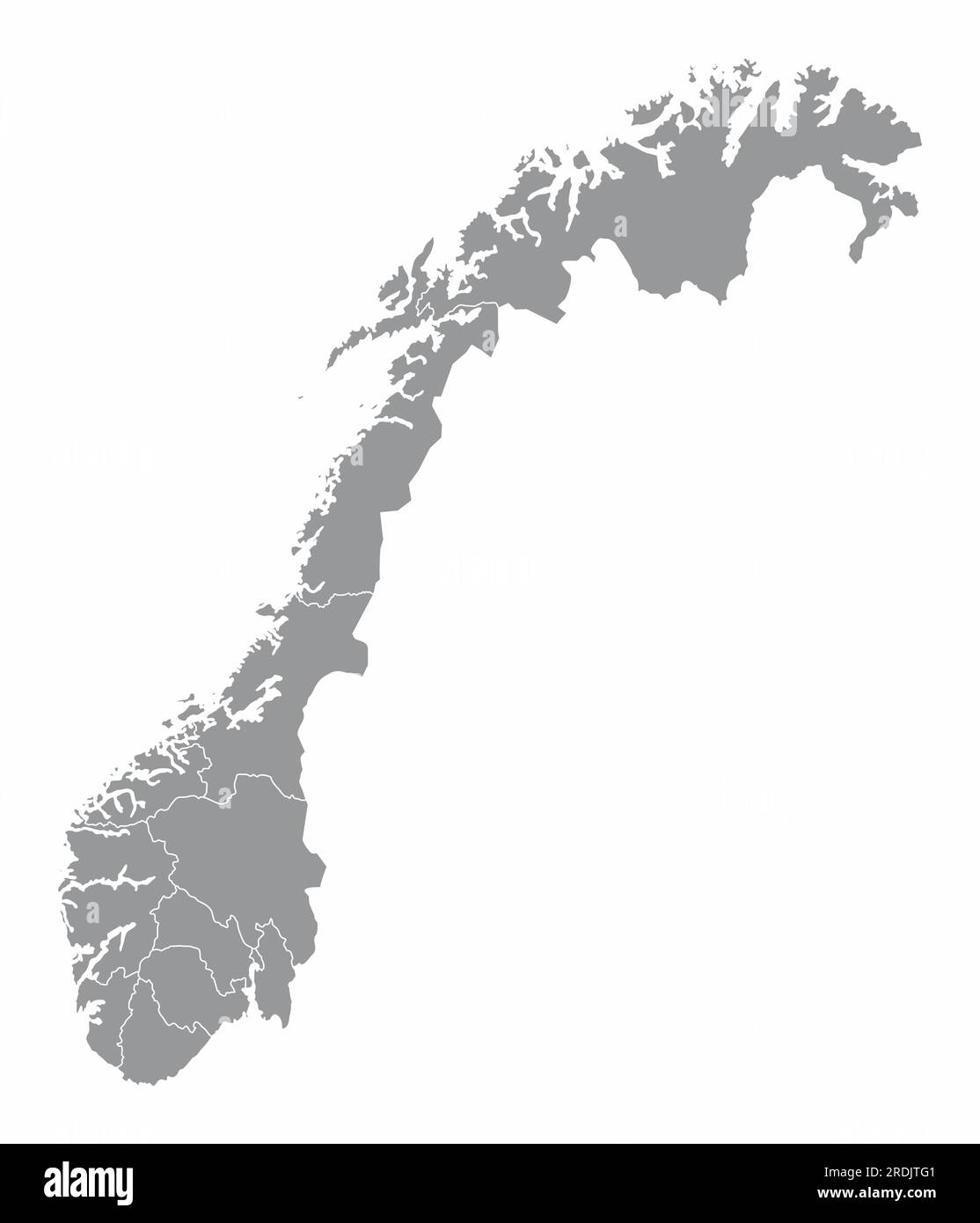Norway administrative map isolated on white background Stock Vector ...