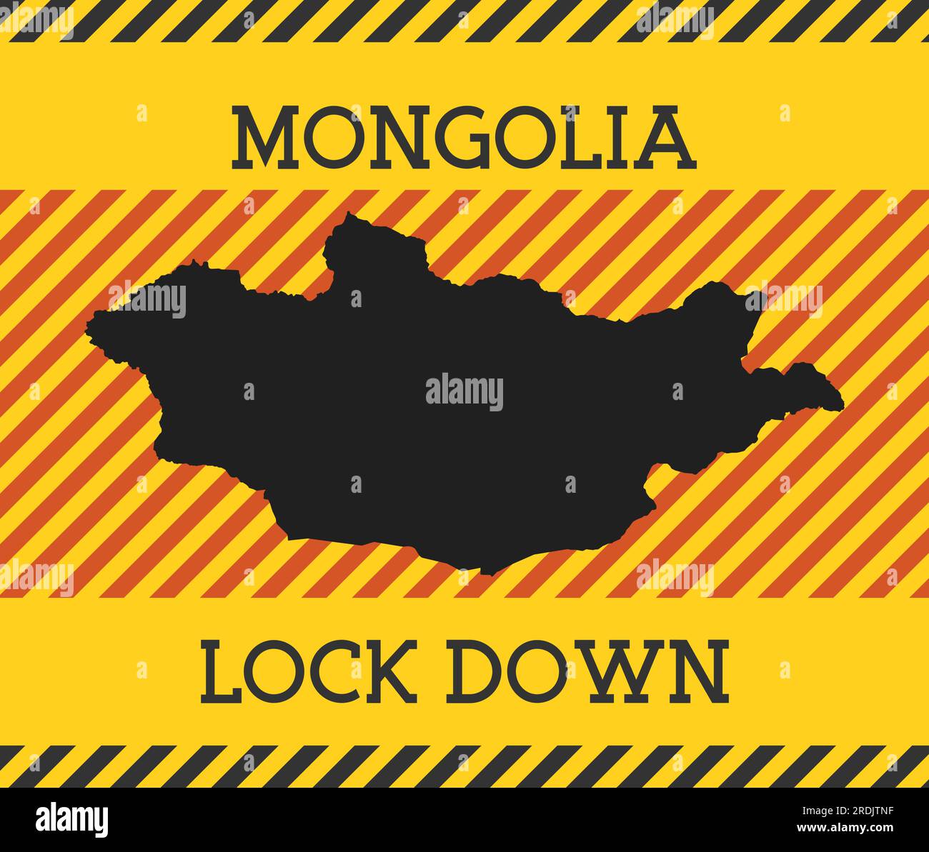 Mongolia Lock Down Sign. Yellow country pandemic danger icon. Vector ...