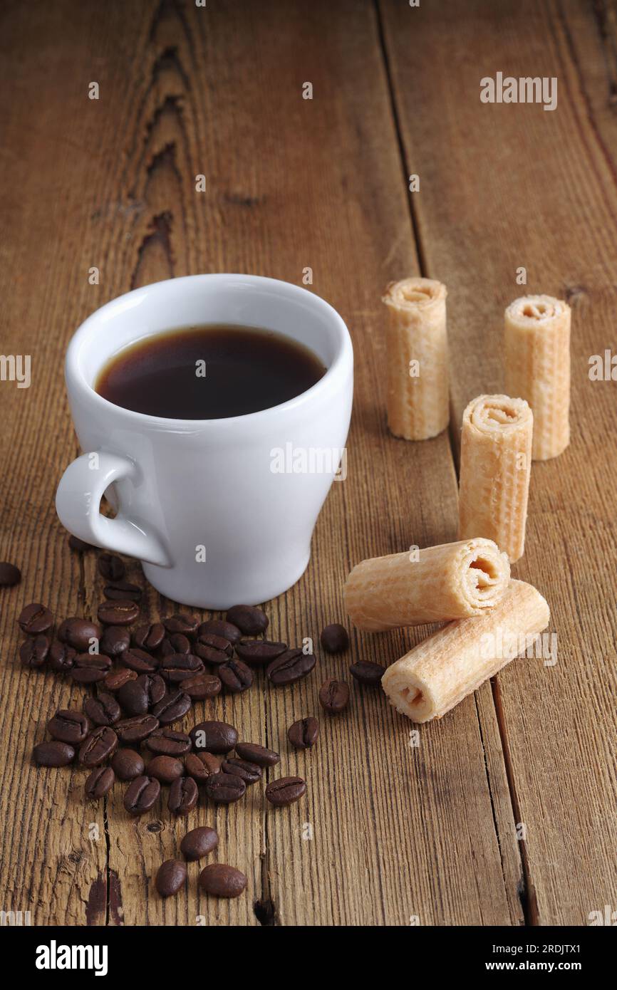 Coffee with wafer rolls hi-res stock photography and images - Alamy