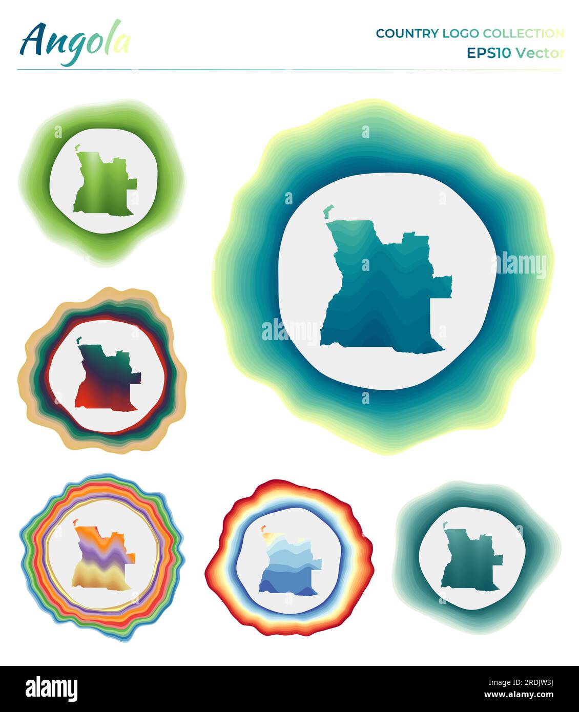 Angola logo collection. Colorful badge of the country. Layers around ...