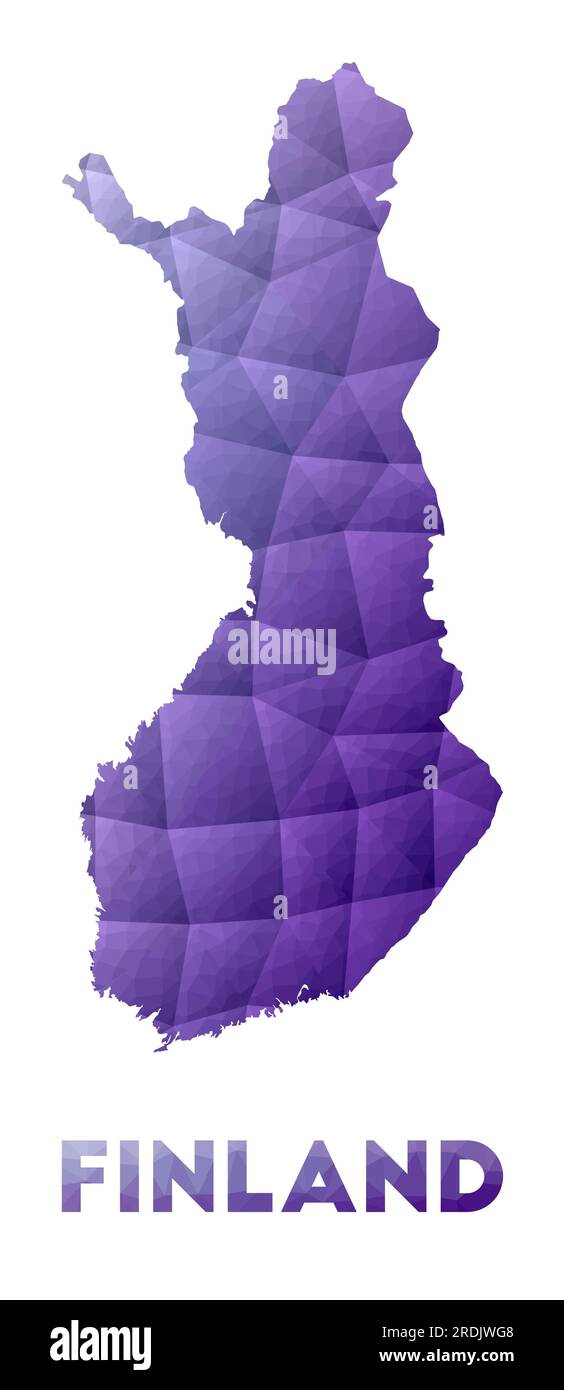 Map of Finland. Low poly illustration of the country. Purple geometric ...