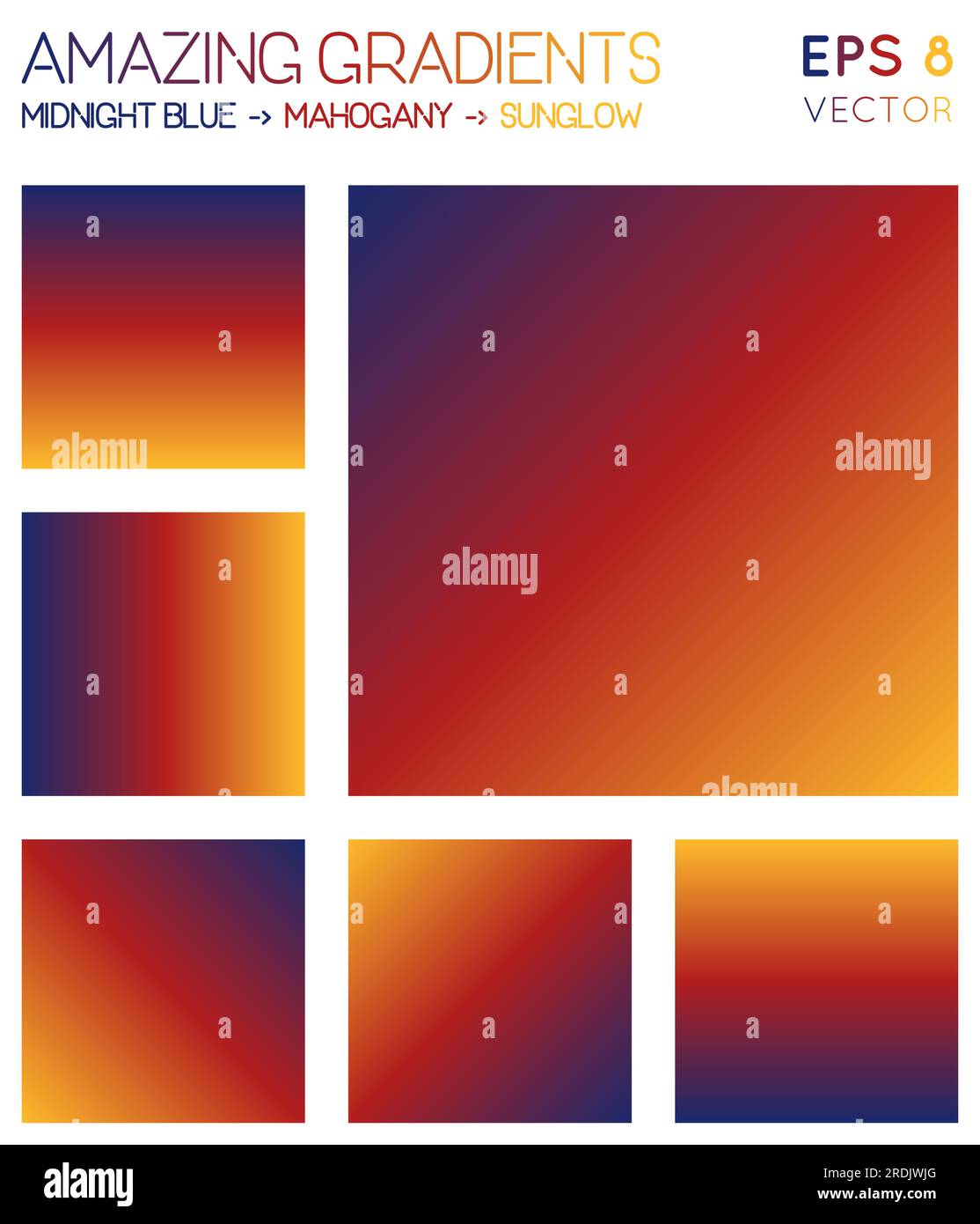 Colorful gradients in midnight blue, mahogany, sunglow color tones ...