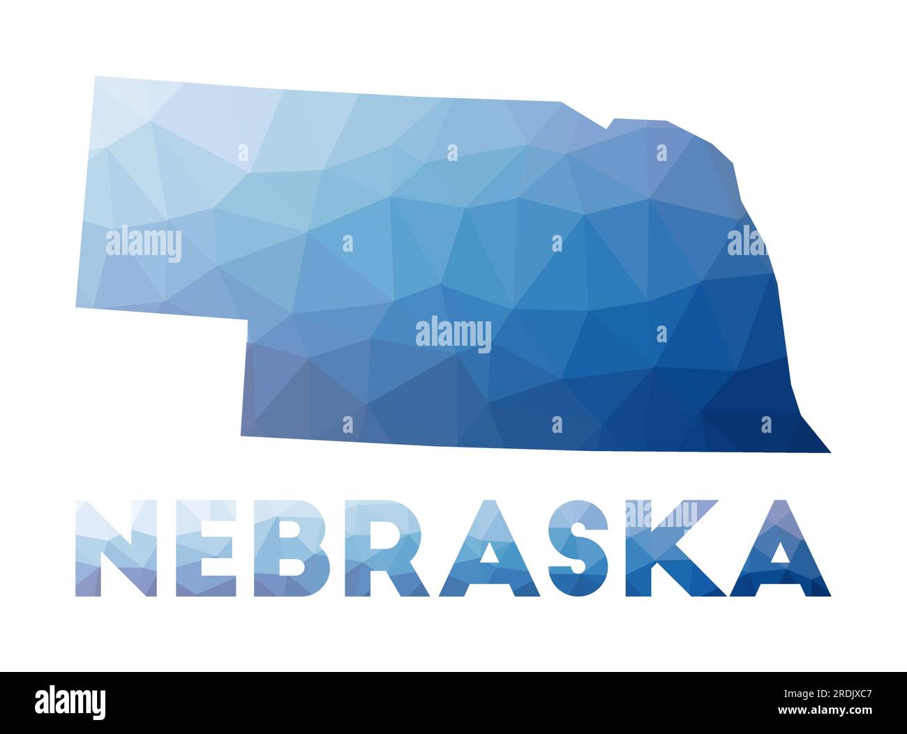 Low poly map of Nebraska. Geometric illustration of the US state ...