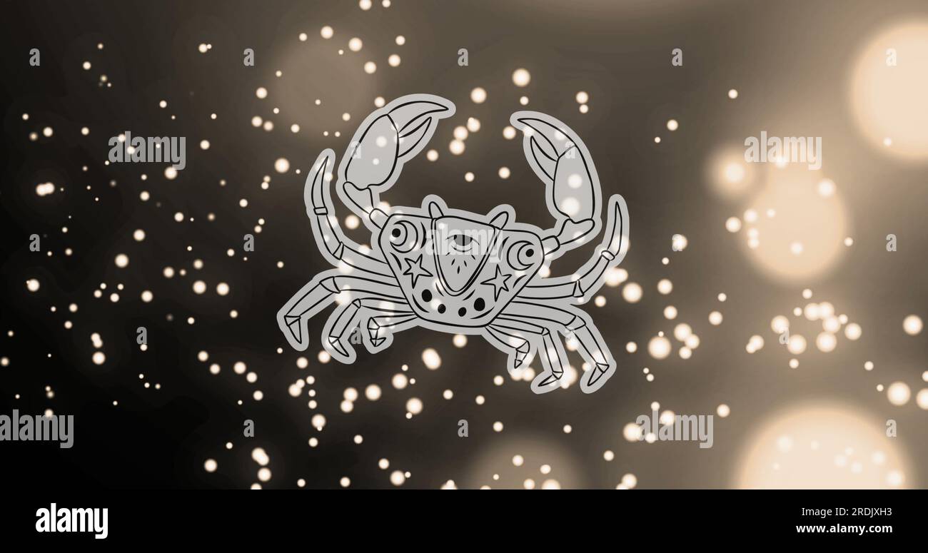 Composite of cancer star sign and spots of light on dark background ...