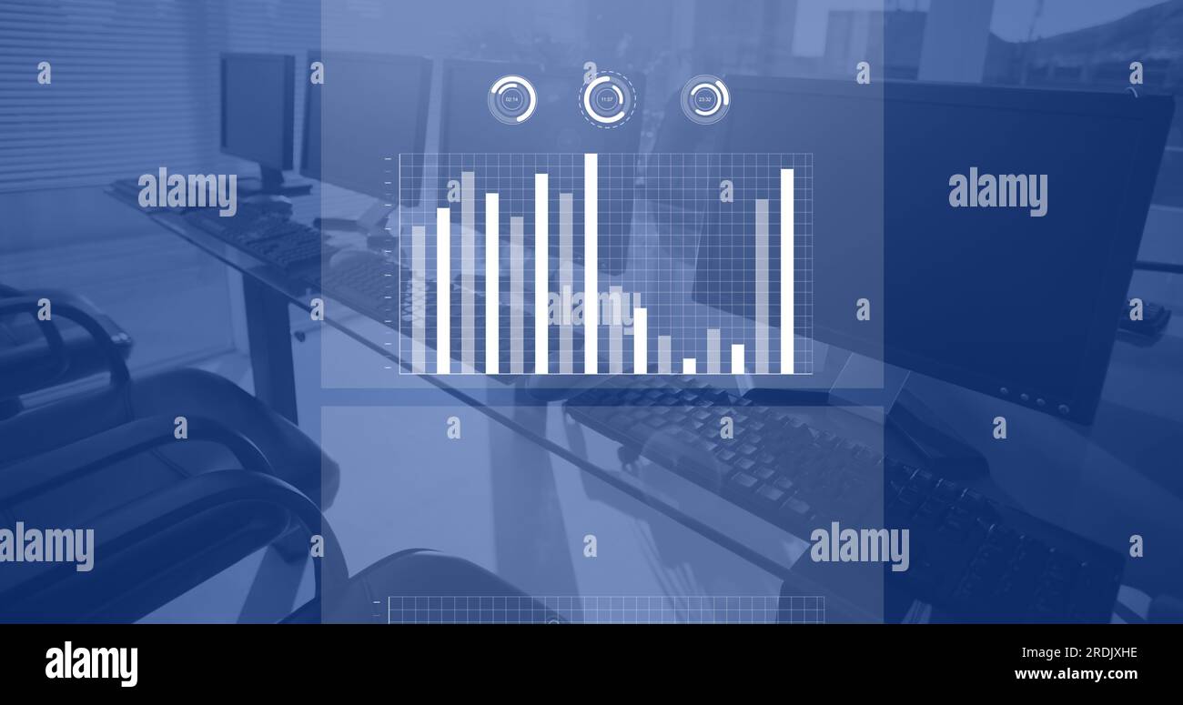 Composite of financial data processing over computers Stock Photo - Alamy