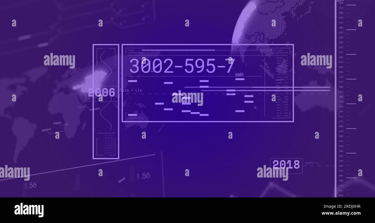 Composite of numbers and data processing over globe Stock Photo - Alamy