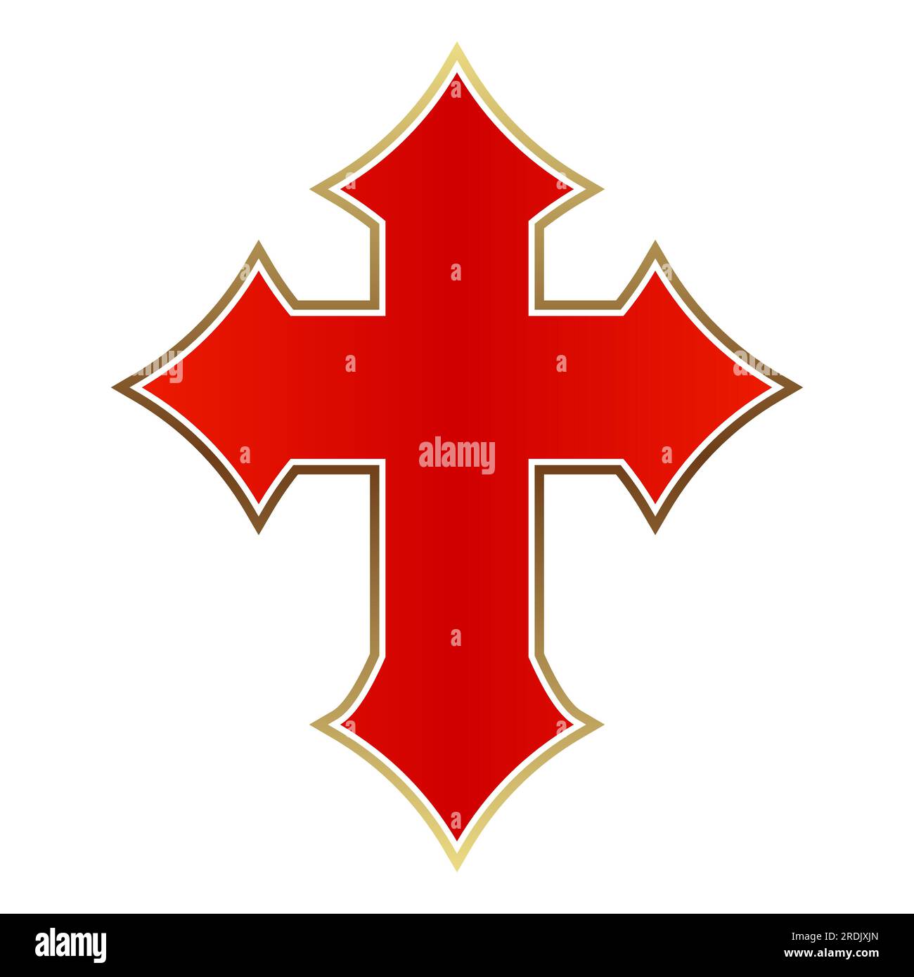 knights templar cross with golden outline isolated on white background ...