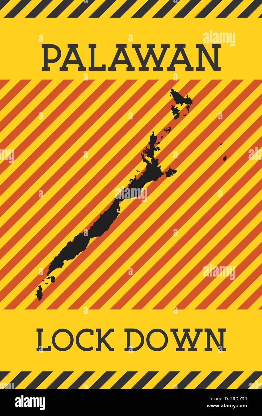Palawan Lock Down Sign. Yellow island pandemic danger icon. Vector illustration Stock Vector ...