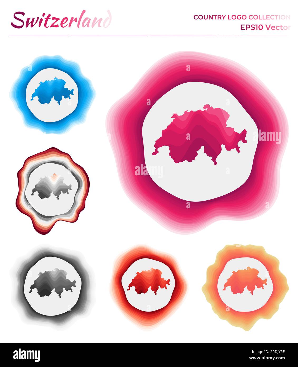 Switzerland logo collection. Colorful badge of the country. Layers ...
