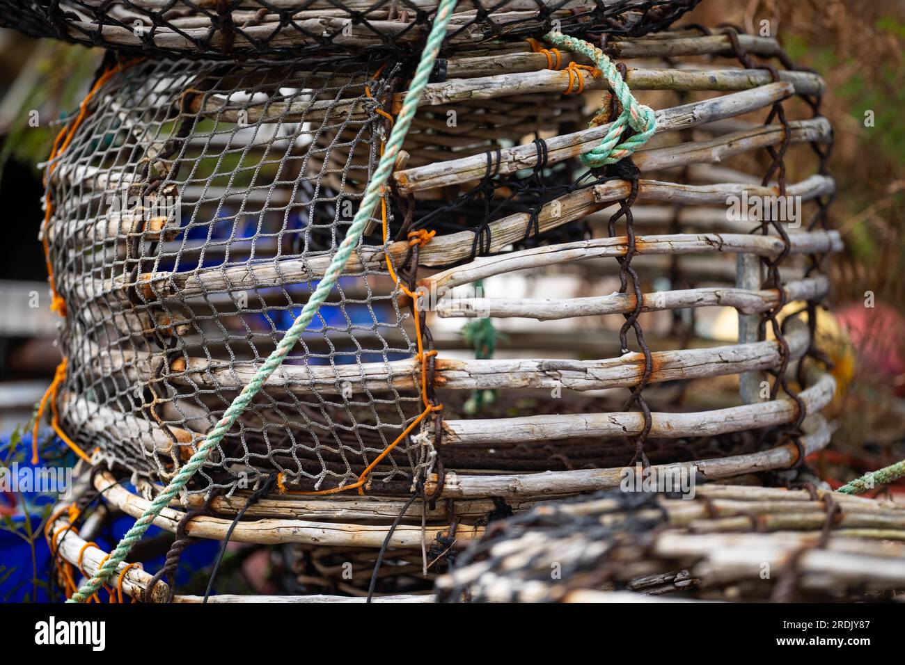 crayfish cray pots on the back of a fishing boat in tasmania australia ...