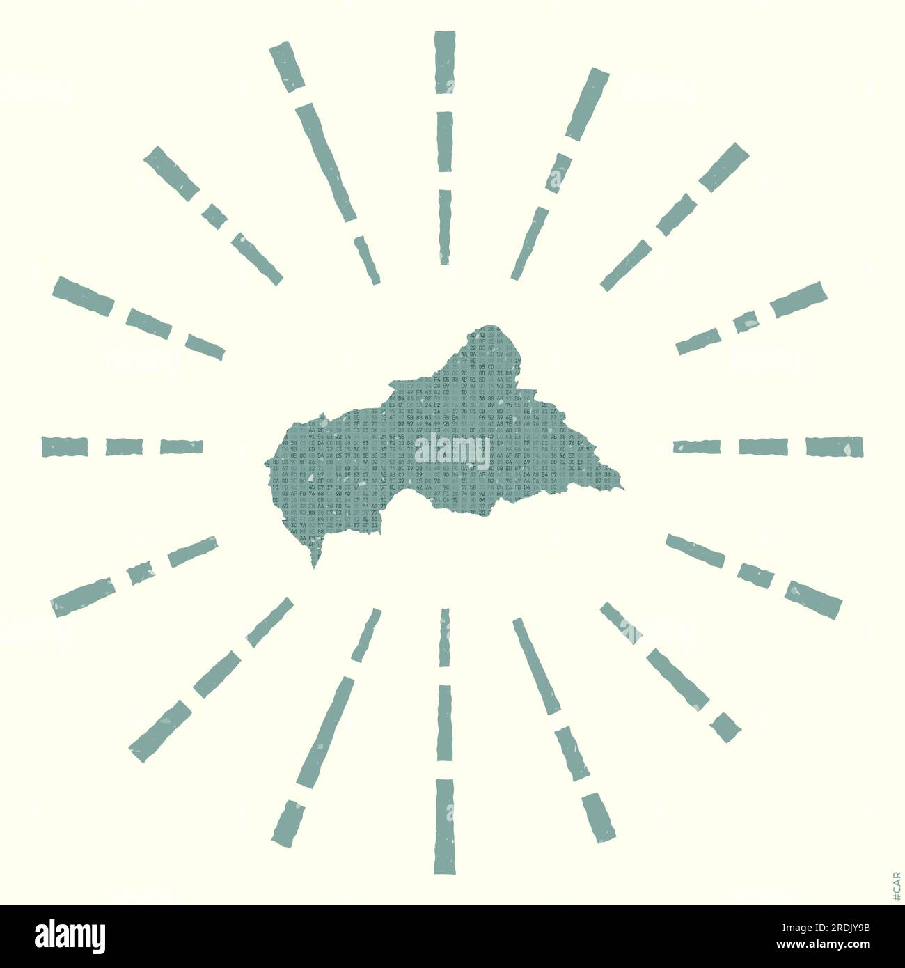 CAR Logo. Grunge sunburst poster with map of the country. Shape of CAR ...