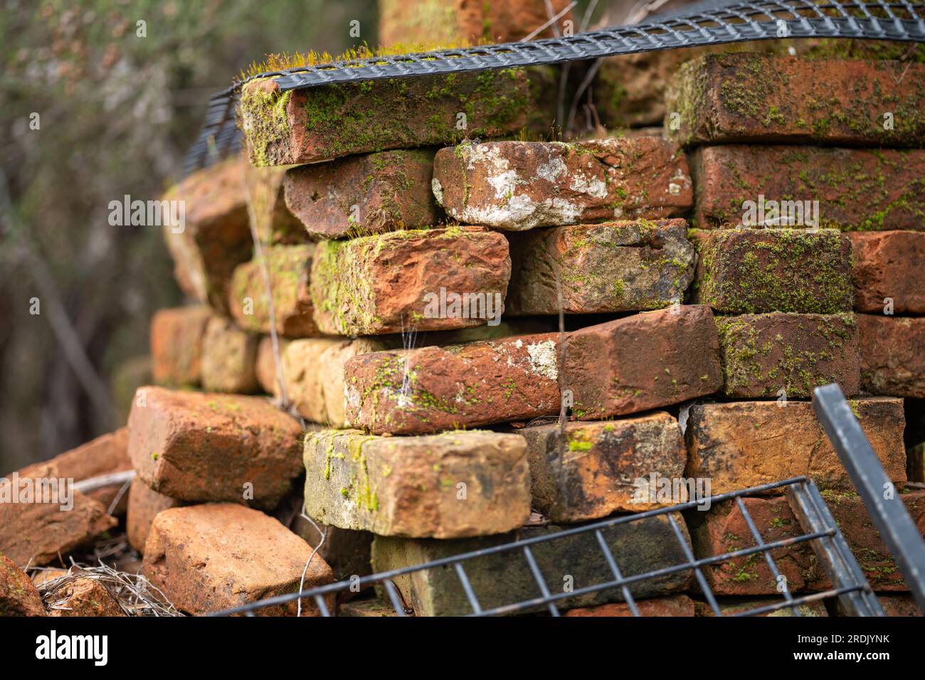 old pile of red convict bricks for construction in tasmania australia ...