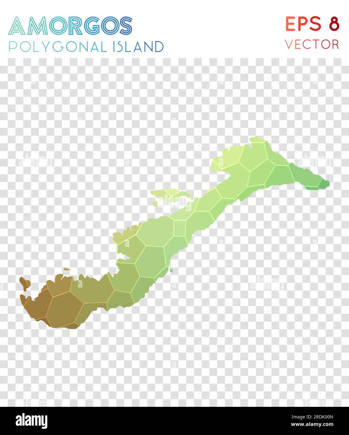 Amorgos polygonal map, mosaic style island. Glamorous low poly style ...
