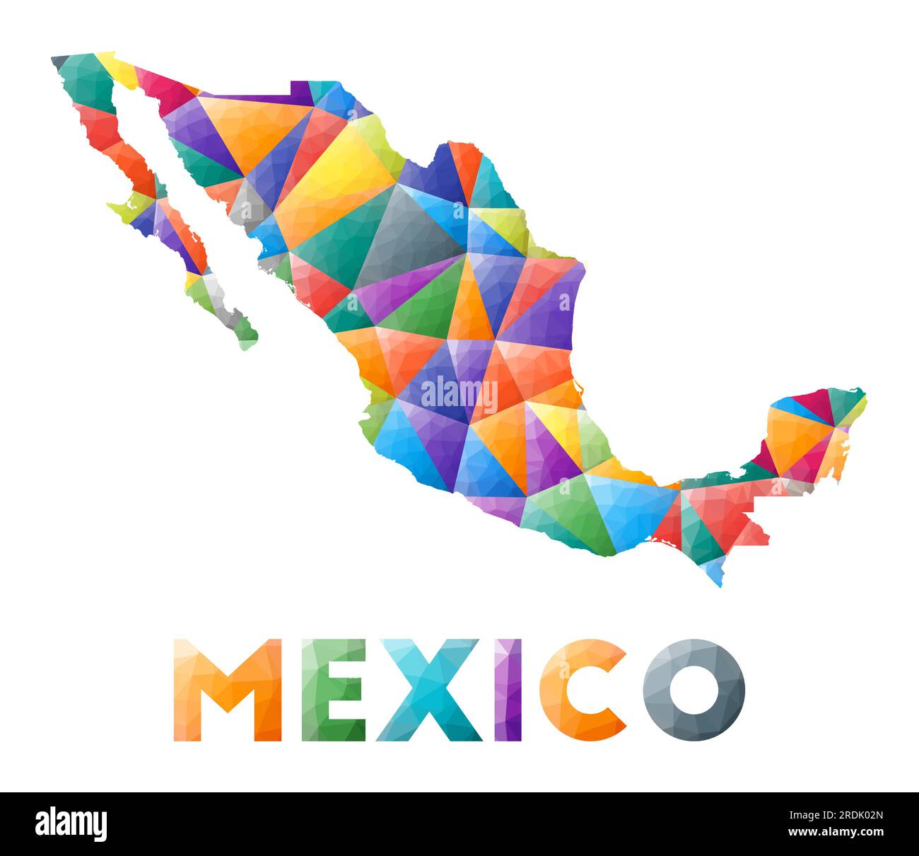 Mexico - colorful low poly country shape. Multicolor geometric ...