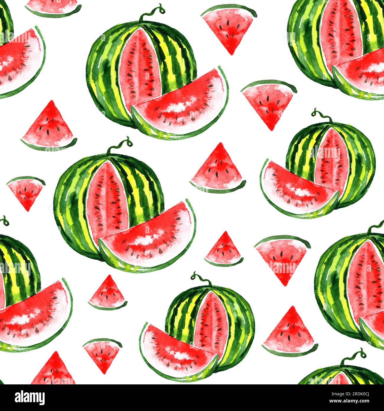 Watercolor watermelon pattern isolated on white background Stock Photo ...