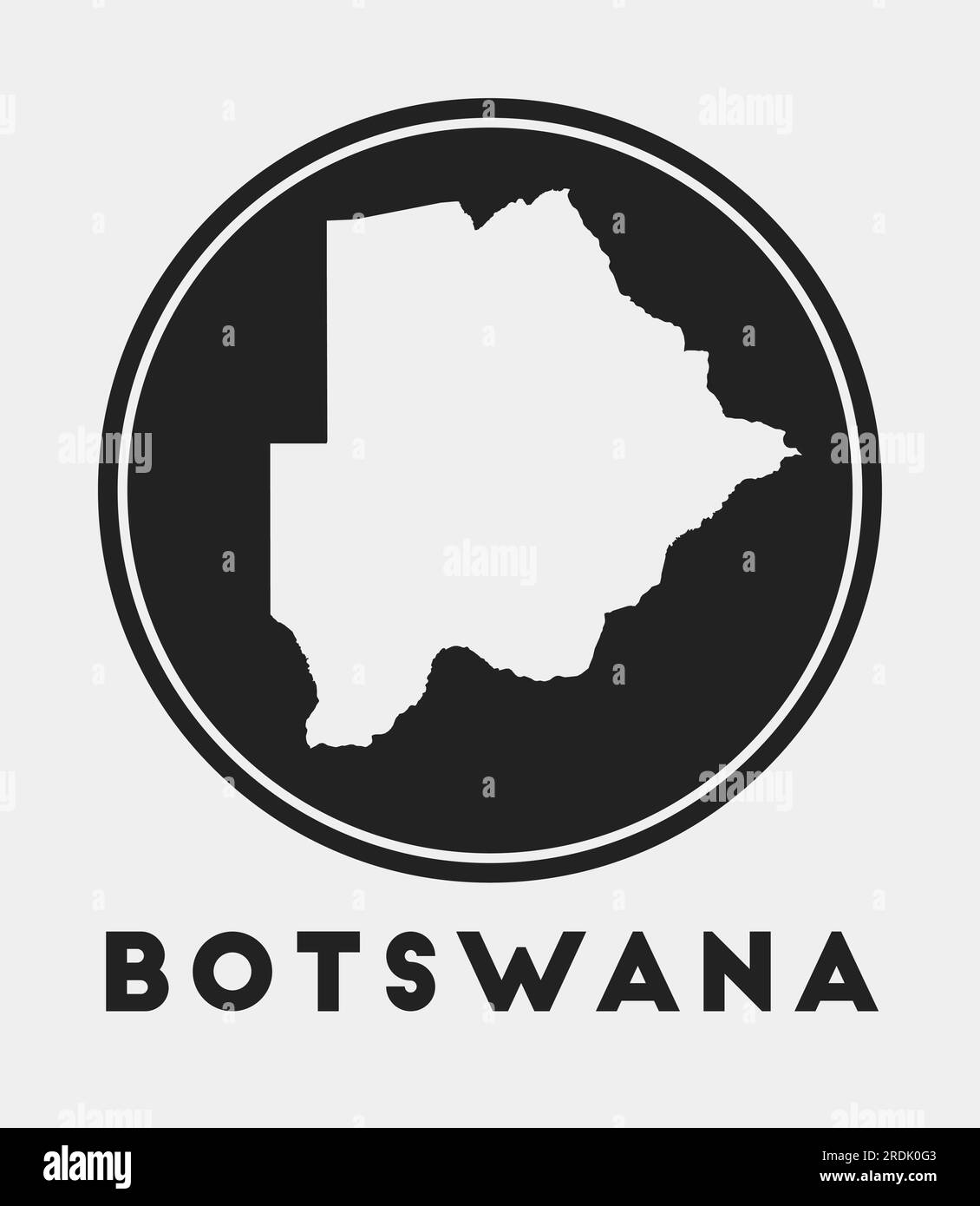 Botswana icon. Round logo with country map and title. Stylish Botswana ...