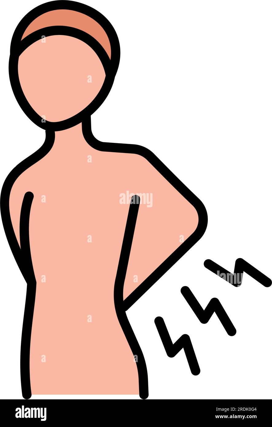 Back pain color icon. Spine pain vector icon. Backache simple style ...