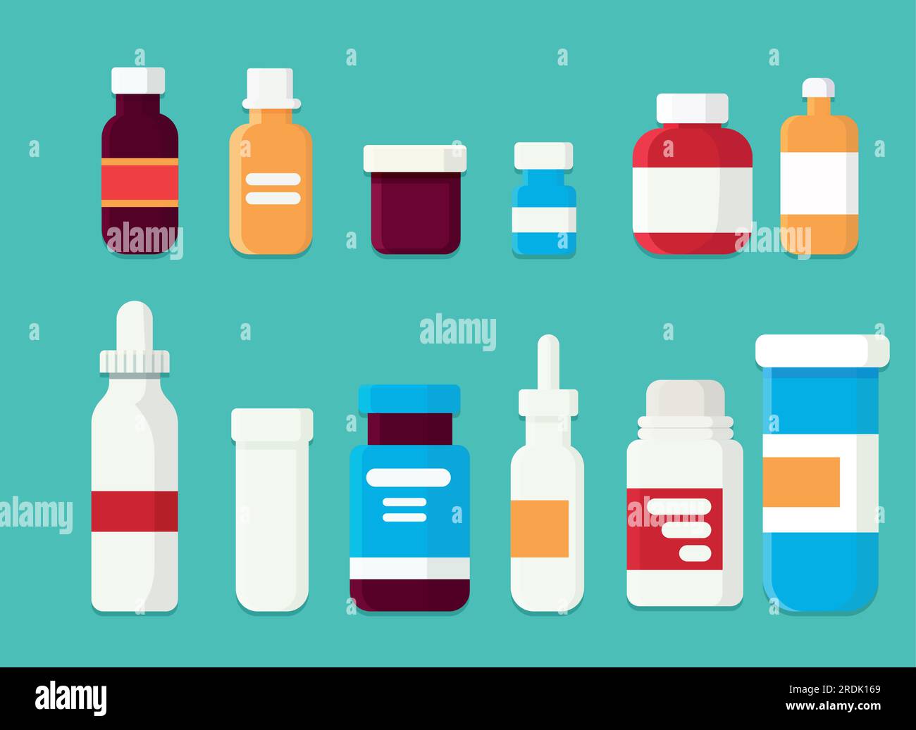 Pharmacy set items. Medicines, medical products. Vector illustration in ...