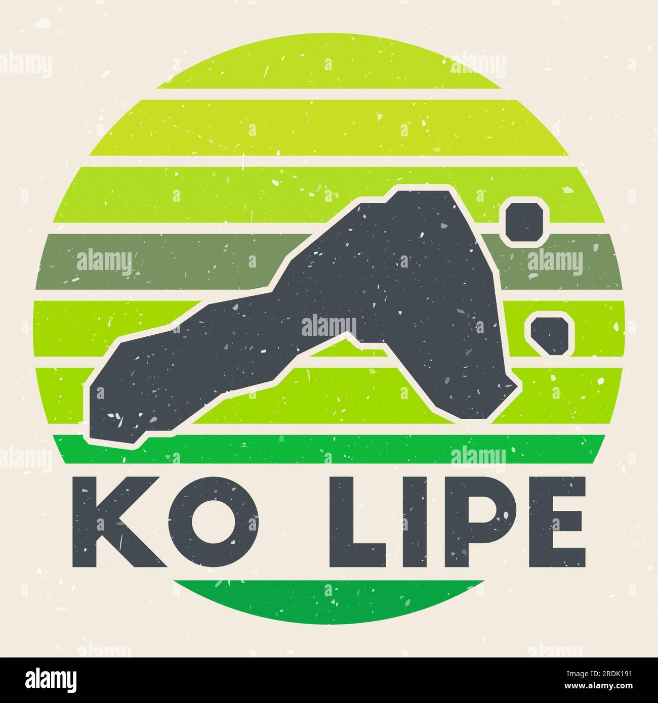 Ko Lipe logo. Sign with the map of the island and colored stripes ...