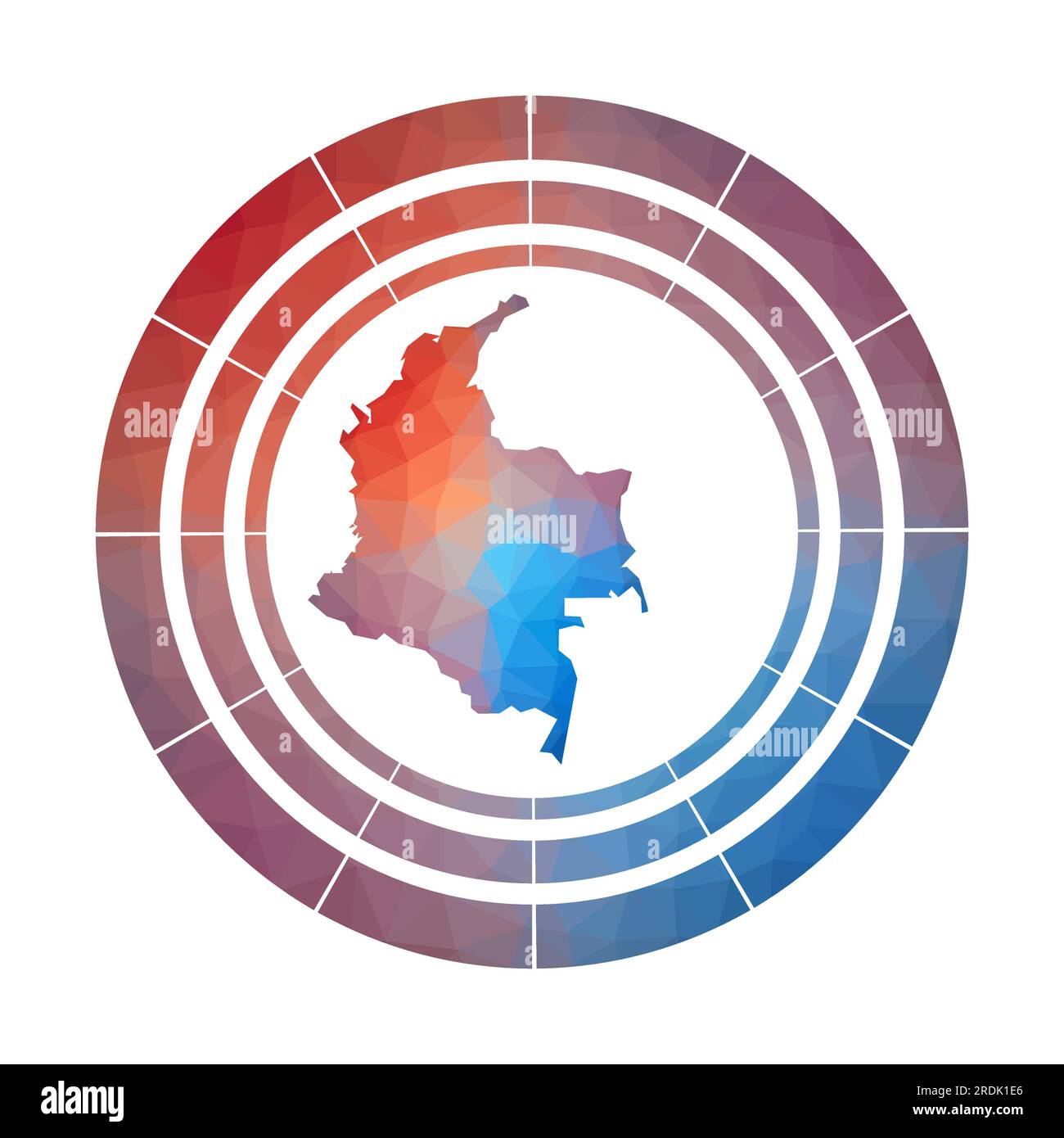 Colombia badge. Bright gradient logo of country in low poly style Stock ...