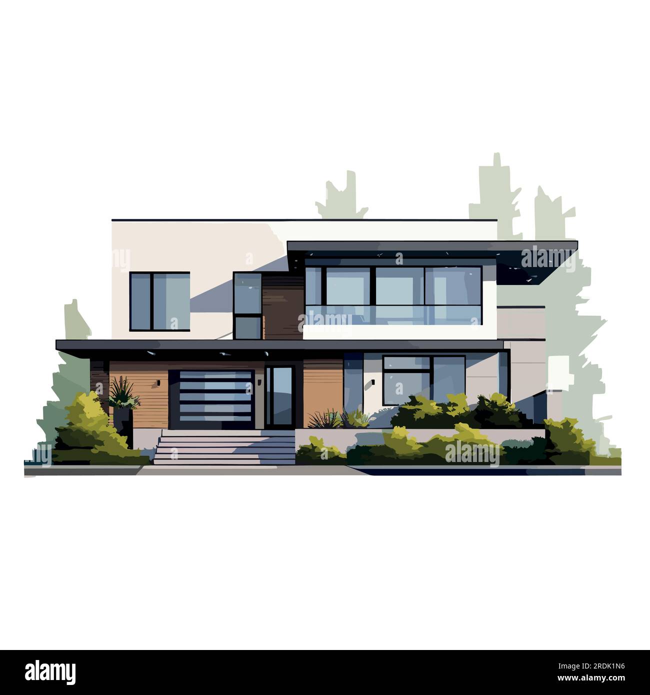 Exterior of the residential house, front view. Vector illustration. Eps ...