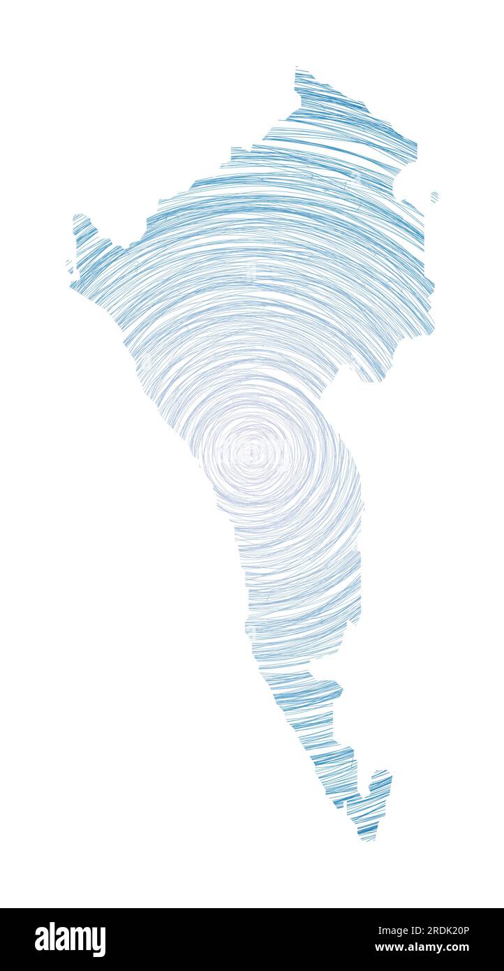 Coron Island map filled with concentric circles. Sketch style circles ...