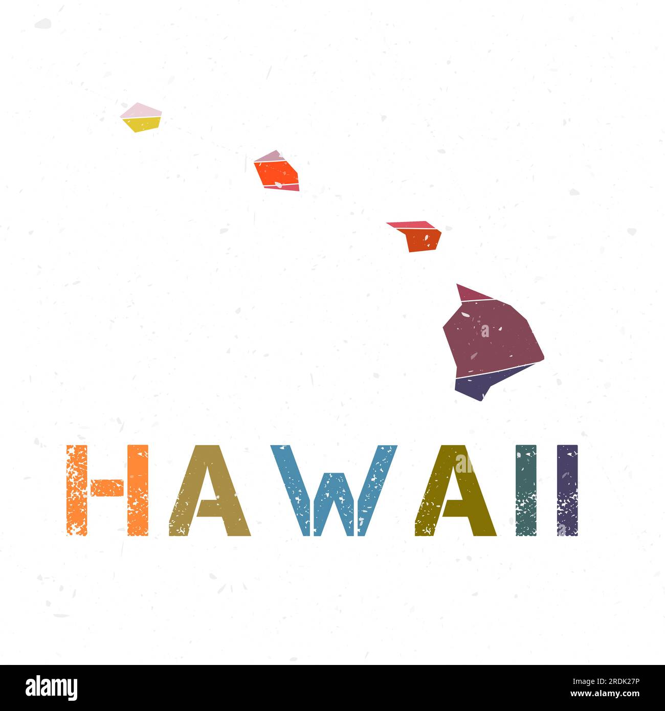 Hawaii map design. Shape of the US state with beautiful geometric waves ...