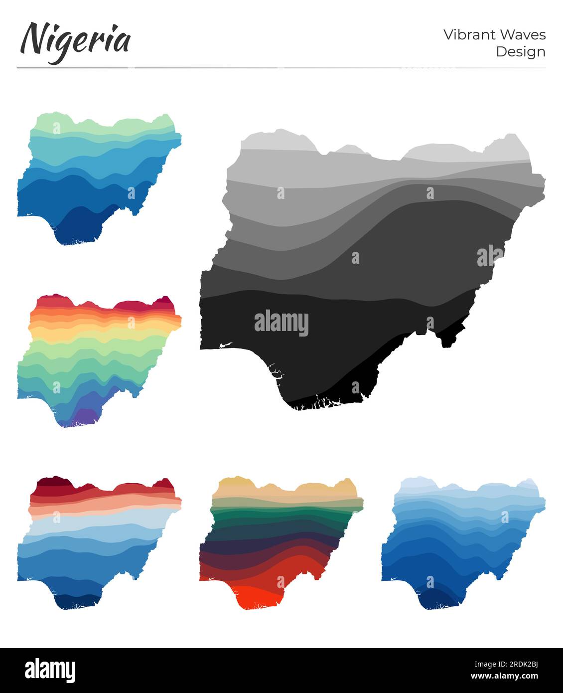 Set of vector maps of Nigeria. Vibrant waves design. Bright map of ...
