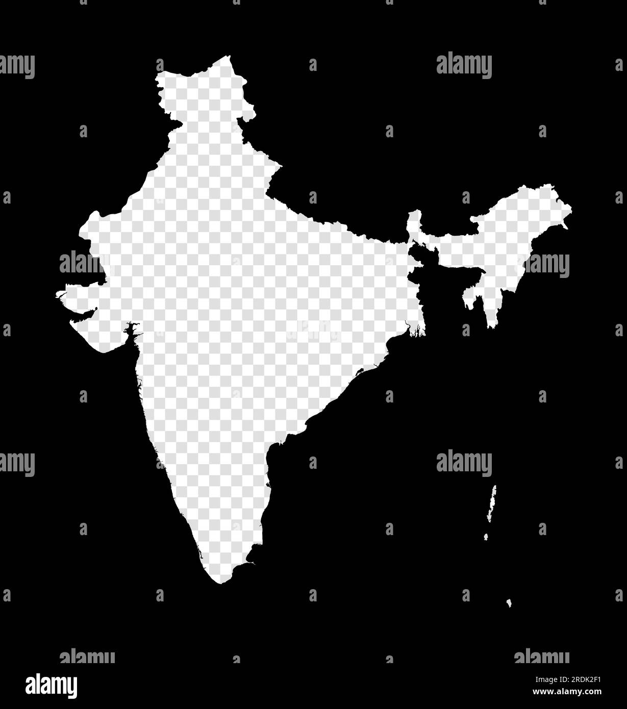Stencil map of India. Simple and minimal transparent map of India ...