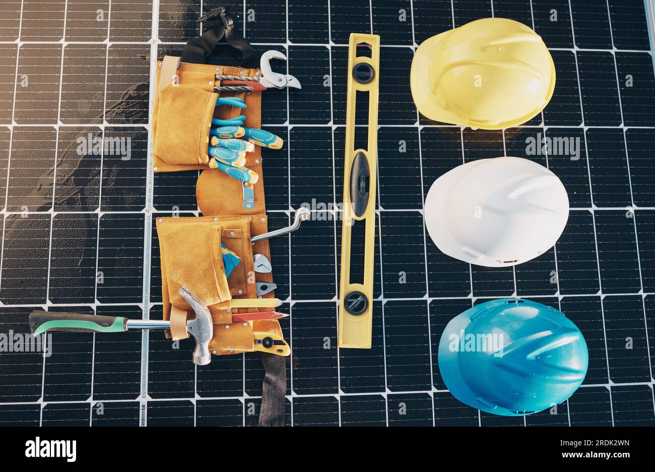 Solar panel, tools and renewable energy isolated for maintenance and ...